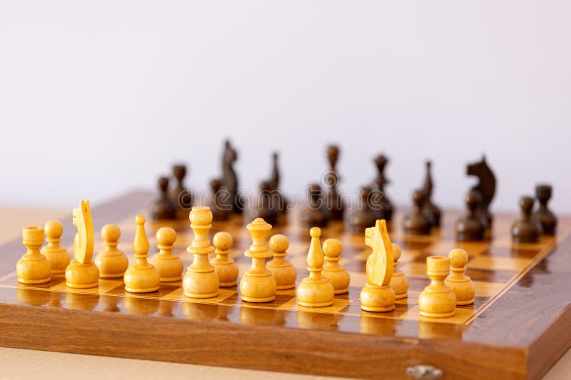 Wooden White Chess Pieces on the Chessboard Stock Image - Image of ...