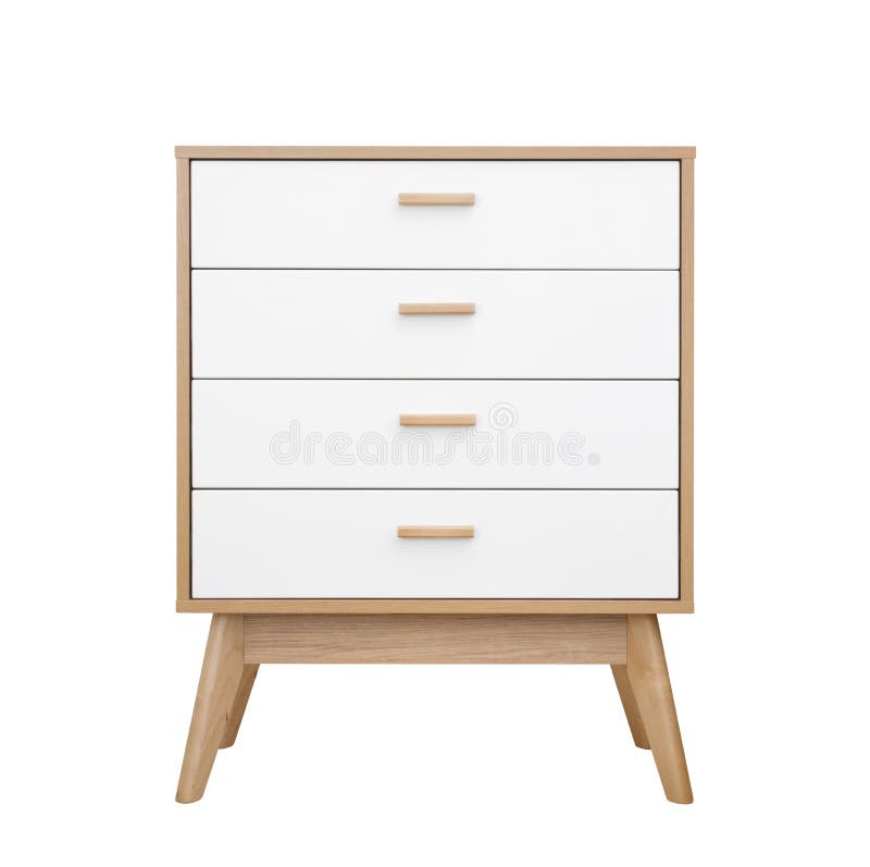 Wooden White Chest of Drawers Front View Isolated on White Stock Photo ...