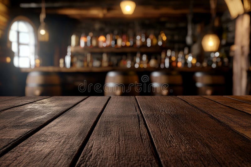 Wooden Wild West Saloon Table Mockup, Perspective Template, Image ...