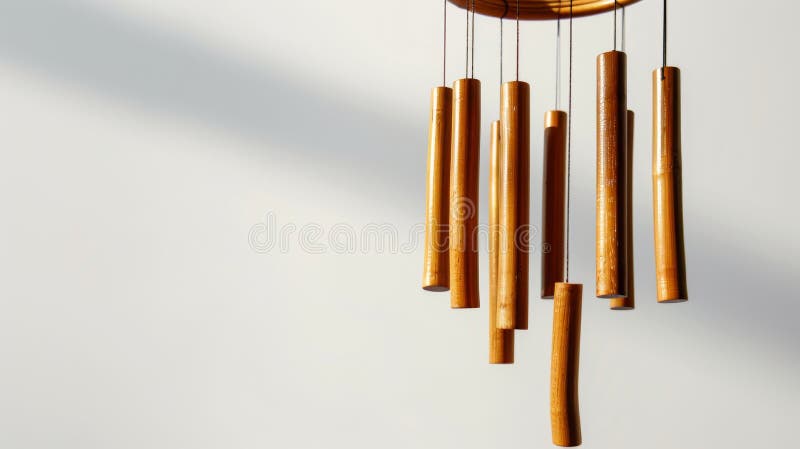 Wooden Wind Chimes with White Background, Minimalist Decor Concept ...