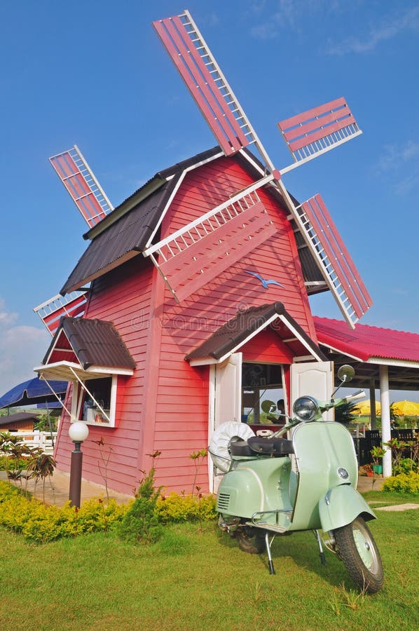 Wooden windmill cafe stock photo. Image of building, landscape - 28136082