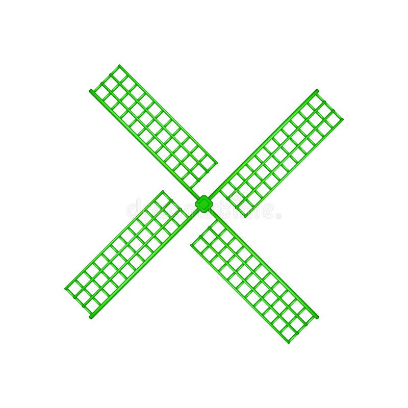 Windmill Green Icon Eco Recycle Farm Emblem Flat Stock Vector ...