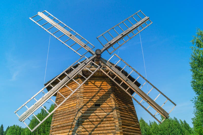 Wooden Windmill for Grinding Flour Stock Image - Image of russian, mill ...
