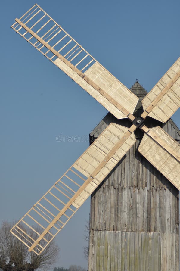 Wooden windmill. Monument stock photo. Image of architecture - 152196540