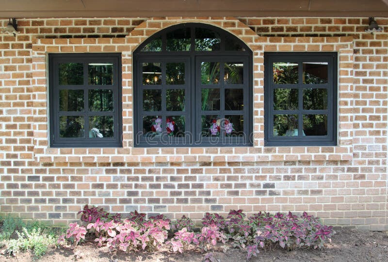 Wooden Window on Brick Wall Stock Image - Image of rustic, exterior ...