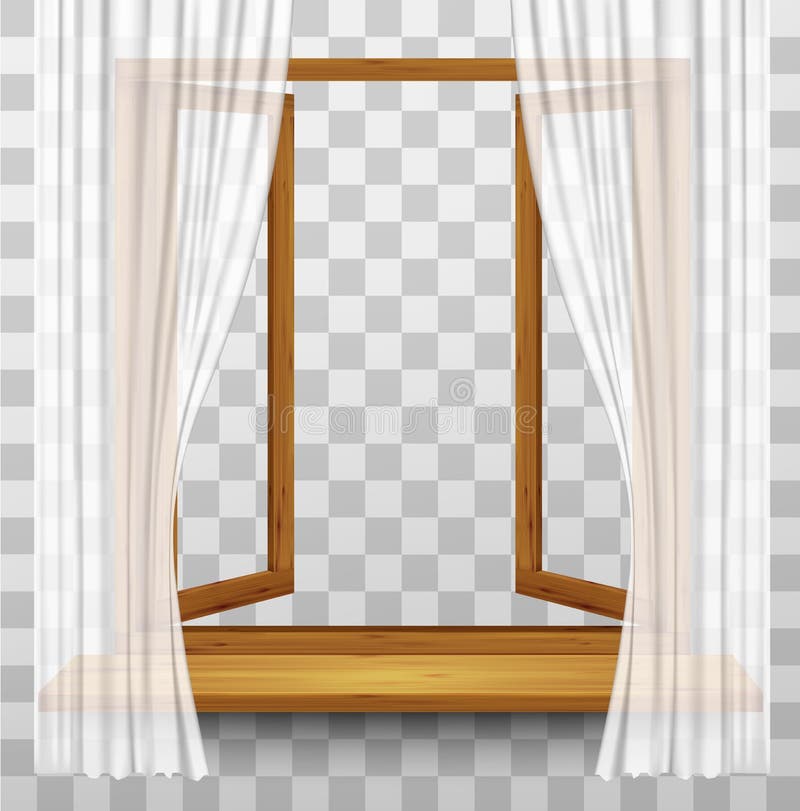 Open Window with Curtains on a Transparent Background. Stock Vector ...