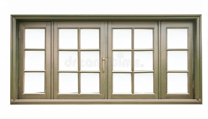 Wooden Window with Multiple Panes and Brass Handle Stock Illustration ...
