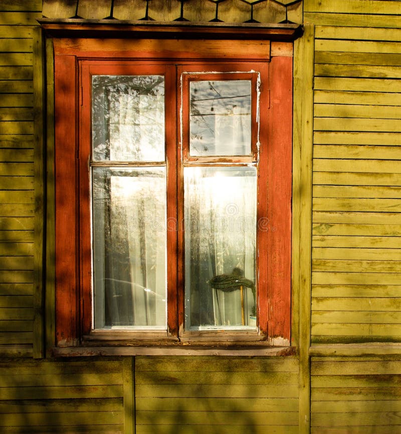 Wooden window of old house stock photo. Image of background - 63221816