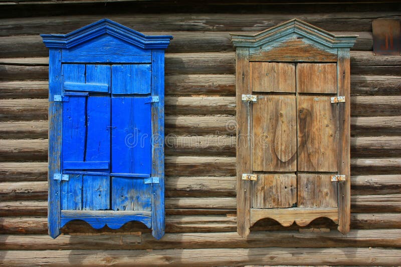 Wooden Window Shutters Closed Stock Image - Image of reflection, window ...