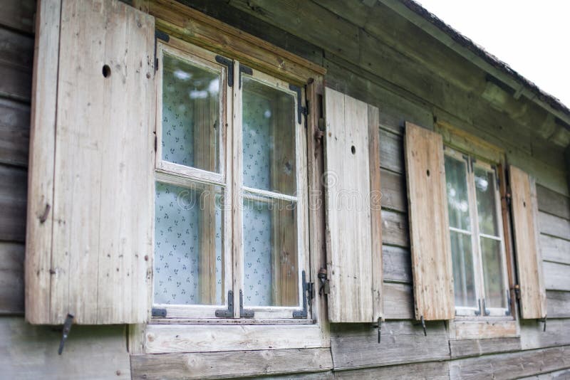 Wooden Window Shutters on a Medieval House Stock Image - Image of house ...