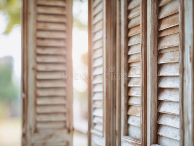 Wooden Window Shutters is Rectangular Shape Has Frame Vintage Brown ...