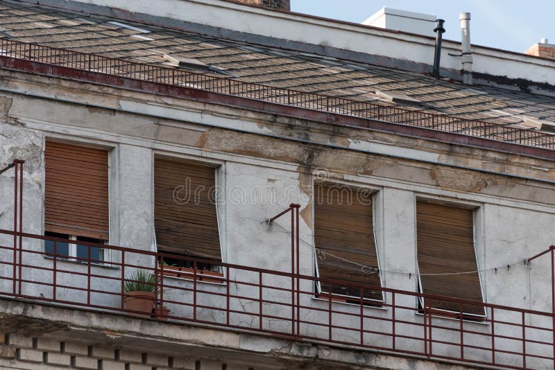 Wooden Windows on an Old Building Stock Photo - Image of shutter ...