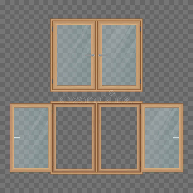 Wooden Windows Set Vector Illustration Isolated Stock Vector ...