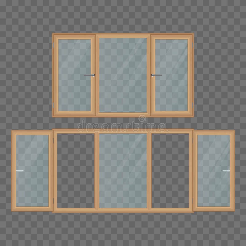 Wooden Windows Set Vector Illustration Isolated Stock Vector ...