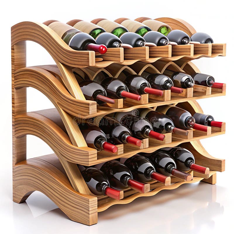 Wooden Wine Storage Rack with Curved Wave Pattern for Display Stock ...