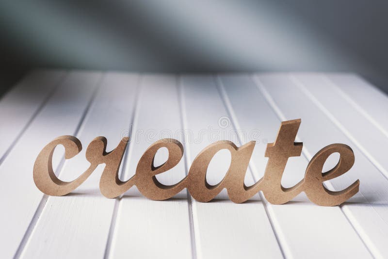 Wooden word create stock image. Image of creative, white - 61434535