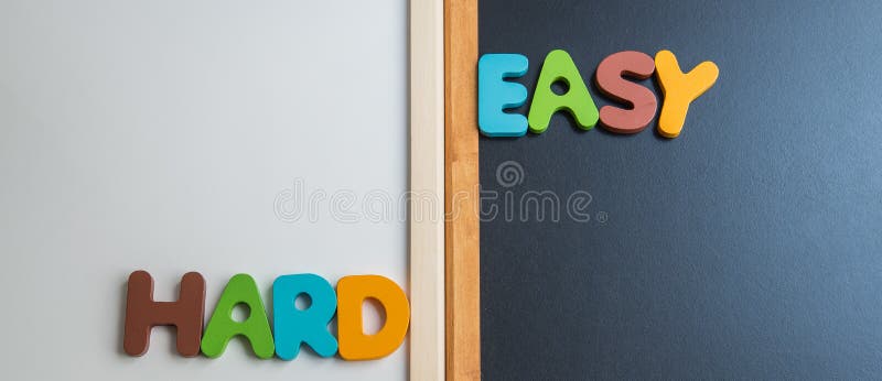 Wooden Word HARD and EASY on Black Board and White Board Stock Photo ...