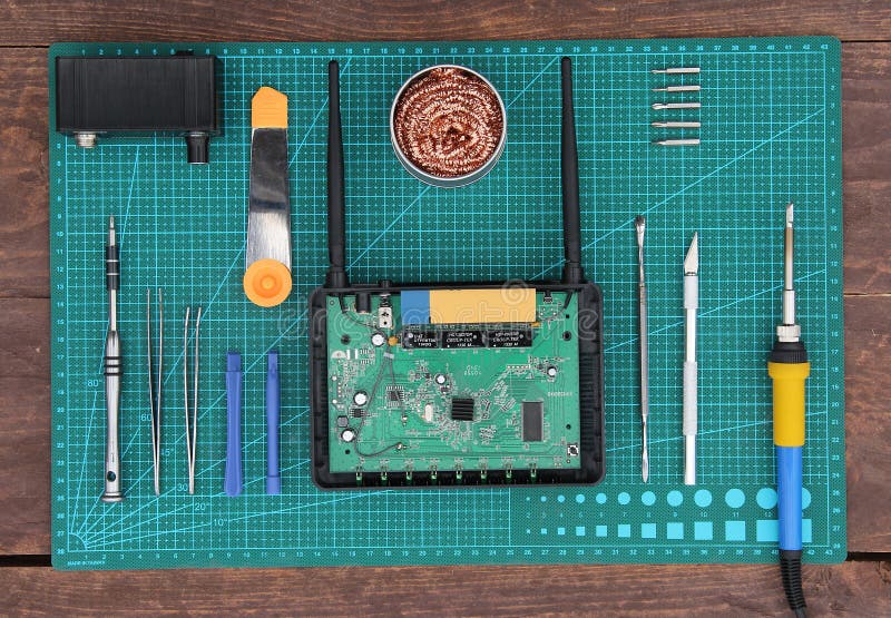 Electronics Repair on the Desktop with Tools. Top View Stock Image ...