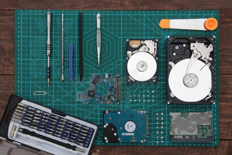 Electronics Repair on the Desktop with Tools. Top View Stock Photo ...