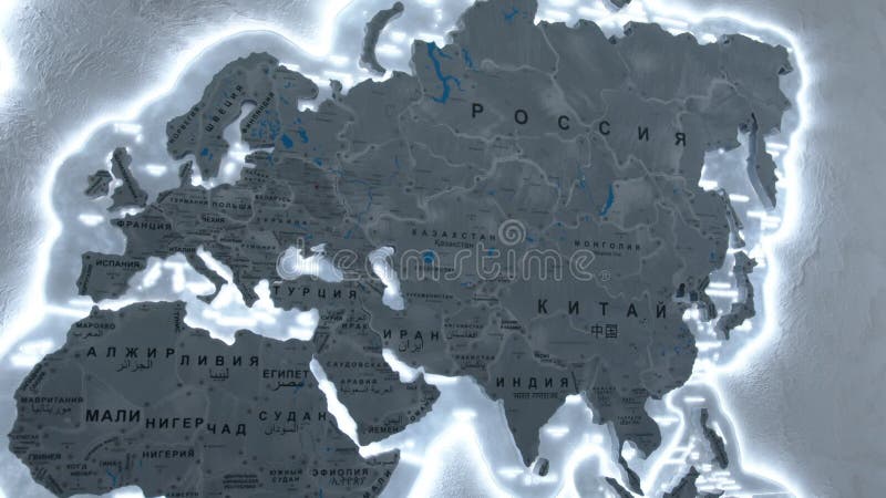Global Illumination of World Map with Glowing Lights and Bokeh. Stock ...