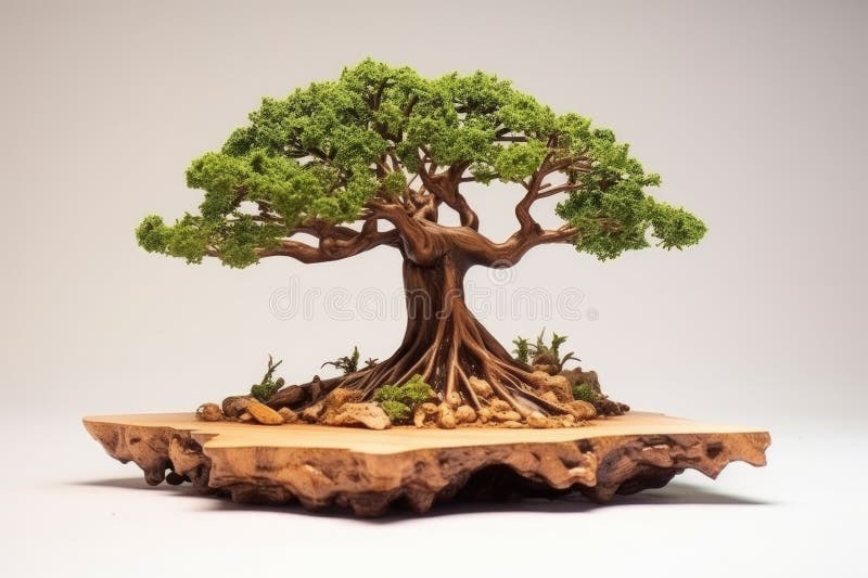 A Wooden World Tree Supported by Stone Base Stock Illustration ...