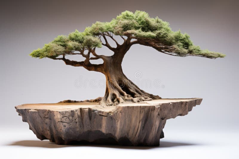 A Wooden World Tree Supported by Stone Base Stock Image - Image of ...