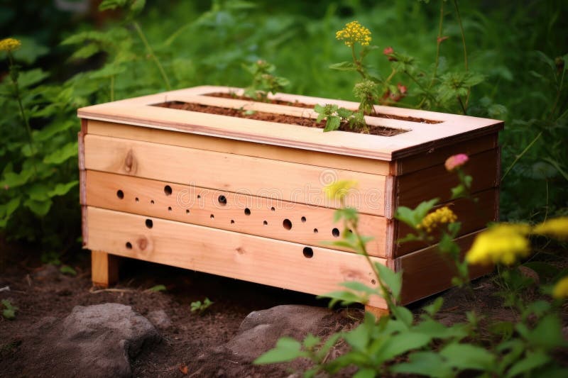 Wooden Worm Farm Box with Ventilation Holes Stock Illustration ...