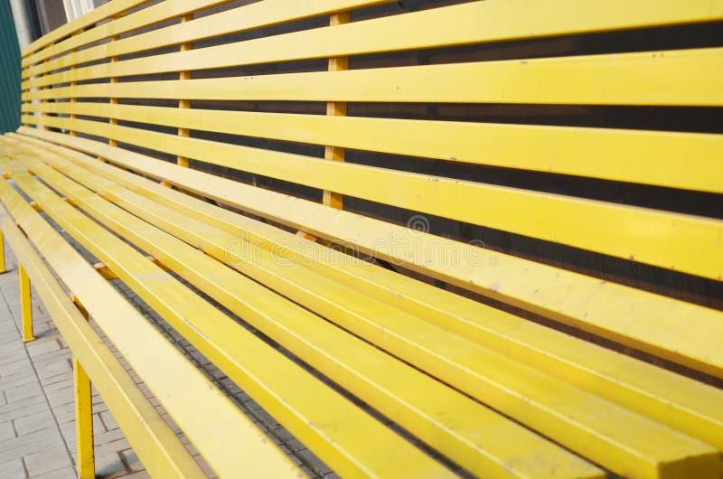 Wooden Yellow Bench in the City Stock Image - Image of irkutsk, wooden ...