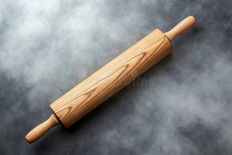 Woodgrain Textured Rolling Pin on a Smoky Gray Gradient Stock ...
