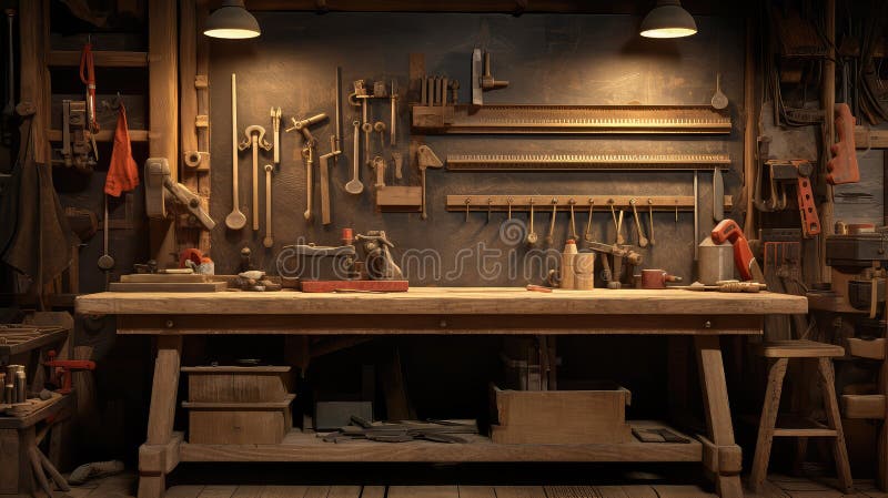 Wooding work bench stock illustration. Illustration of repair - 306025116