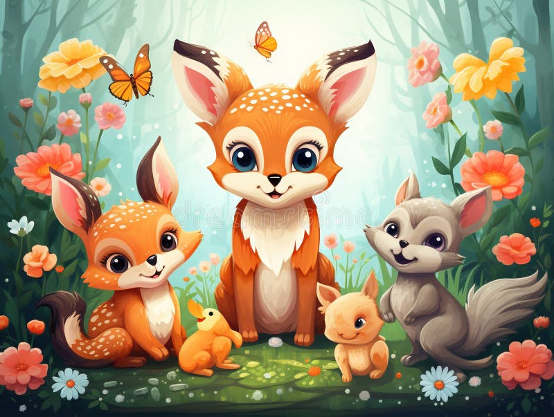 Woodland Animals and Cute Forest Design Elements Made with Generative ...