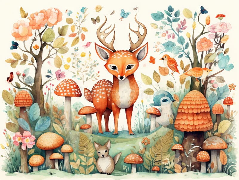 Woodland Animals and Cute Forest Design Elements Made with Generative ...