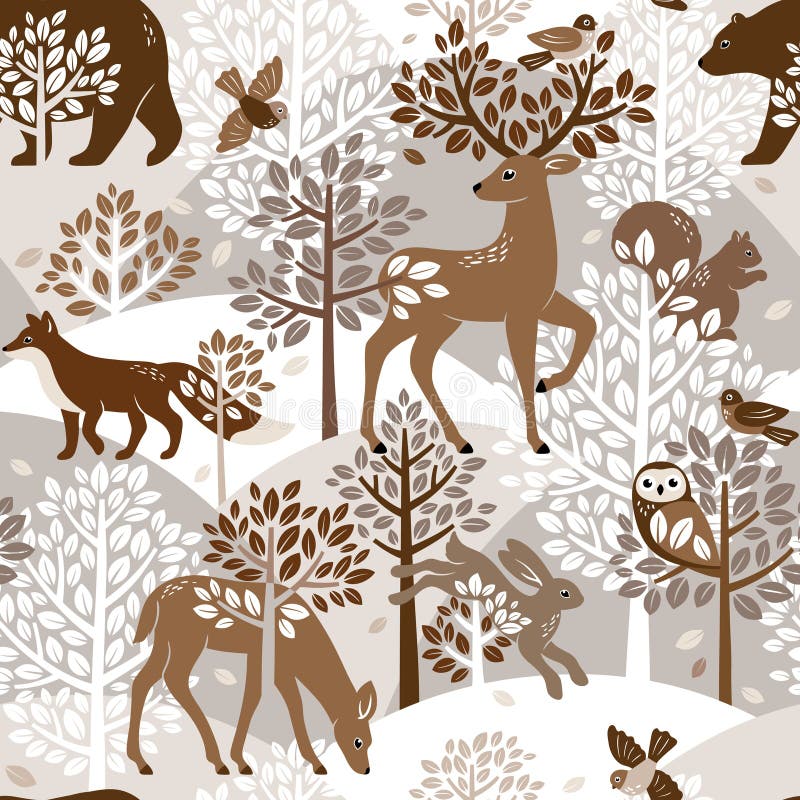 Scandinavian Woodland Pattern. Stock Vector - Illustration of fabric ...