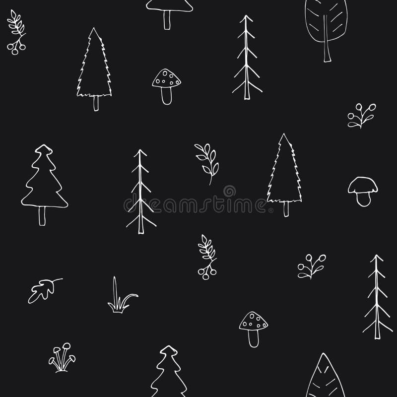 Woodland Seamless Pattern, Forest Background. Cute Cartoon Trees and ...
