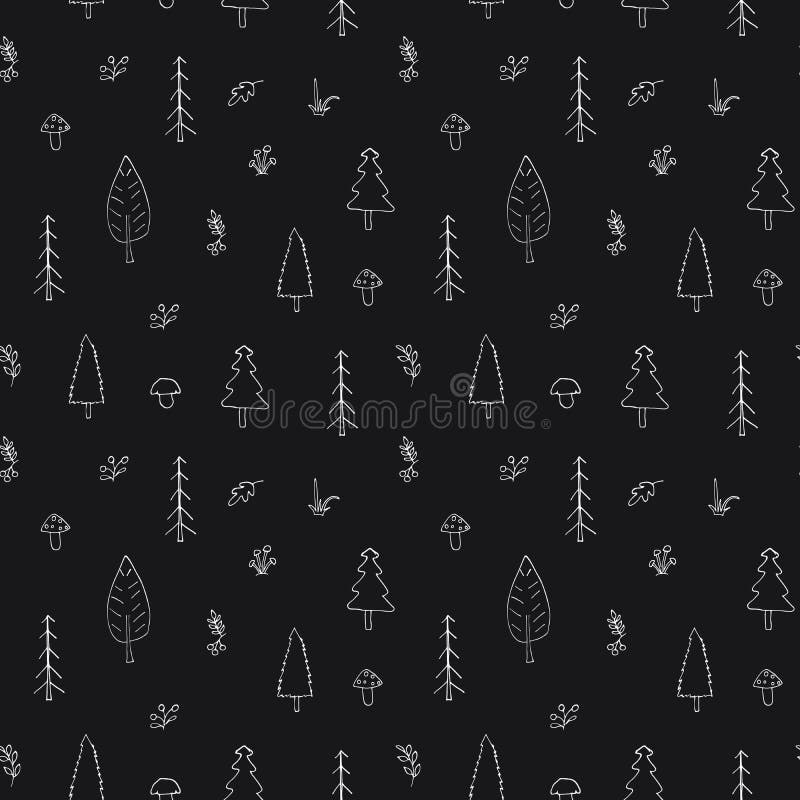 Woodland Seamless Pattern, Forest Background. Cute Cartoon Trees and ...