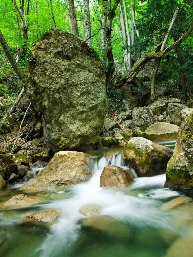 Woodland stream stock image. Image of boulder, nature - 15140081