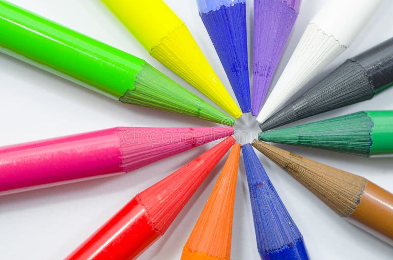 Woodless Colored Pencil Heads Macro Closeup Stock Image - Image of ...