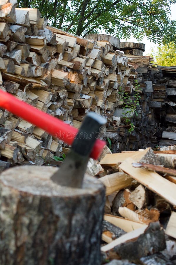 Woodpile. stock photo. Image of tool, chock, cleave, fire - 10451918