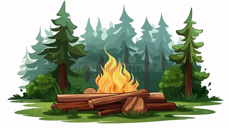 Woods and Campfire stock illustration. Illustration of fire - 344779233