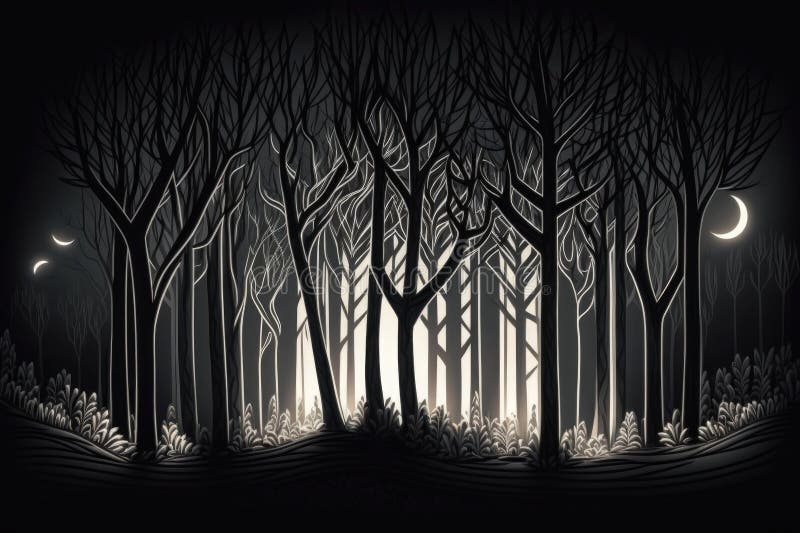 Woods that are Dark and Foreboding Stock Illustration - Illustration of ...