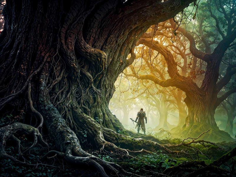 Into the Woods Deep Dark Mysterious Stock Illustration - Illustration ...