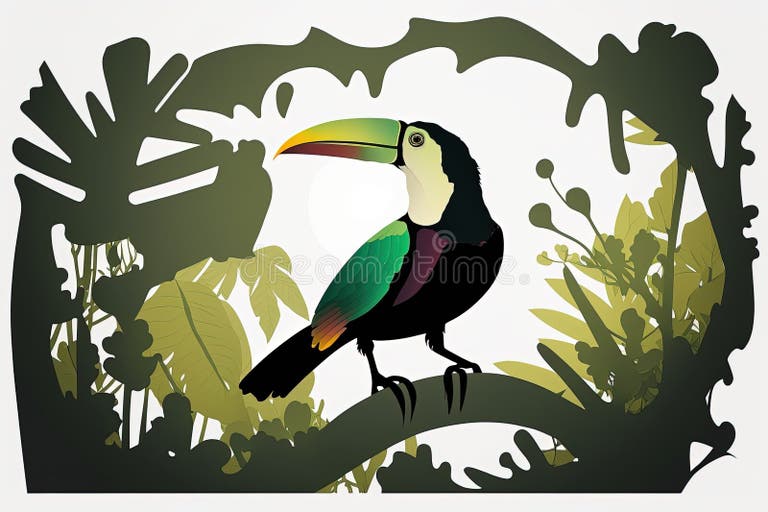 In the Woods, a Toco Toucan Perches Stock Illustration - Illustration ...