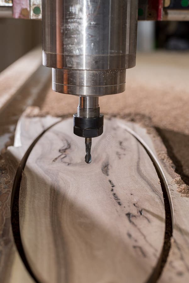 Woodwork Cnc Machine Working on Wood Board. Tool at the Wood Factory ...