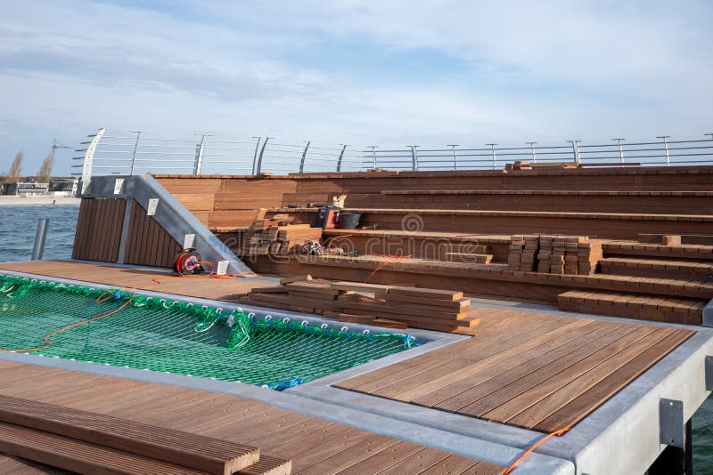 A Woodwork Takes Place on a Boardwalk Made of Wood Stock Image - Image ...