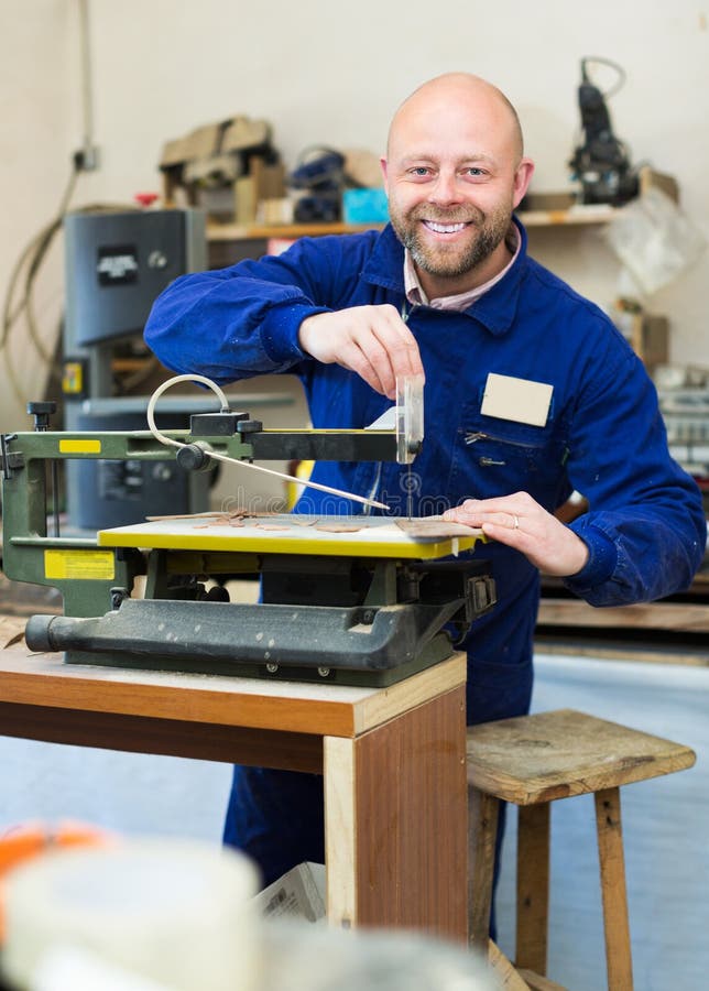 Woodworker on Lathe in Workroom Stock Photo - Image of manufacturing ...