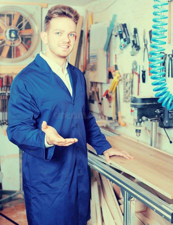 Woodworker Practising His Skills with Milling Cutter Stock Photo ...