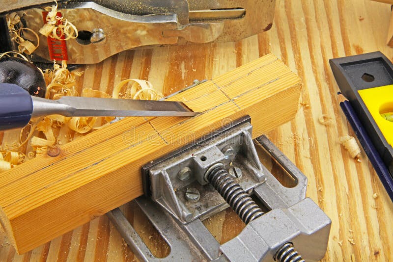 Woodworker Tools and Work Area Stock Photo - Image of ruler, tools ...