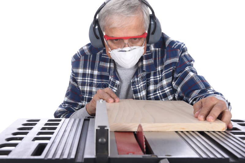 Woodworker Using a Table Saw. Stock Photo - Image of gear, laborer ...