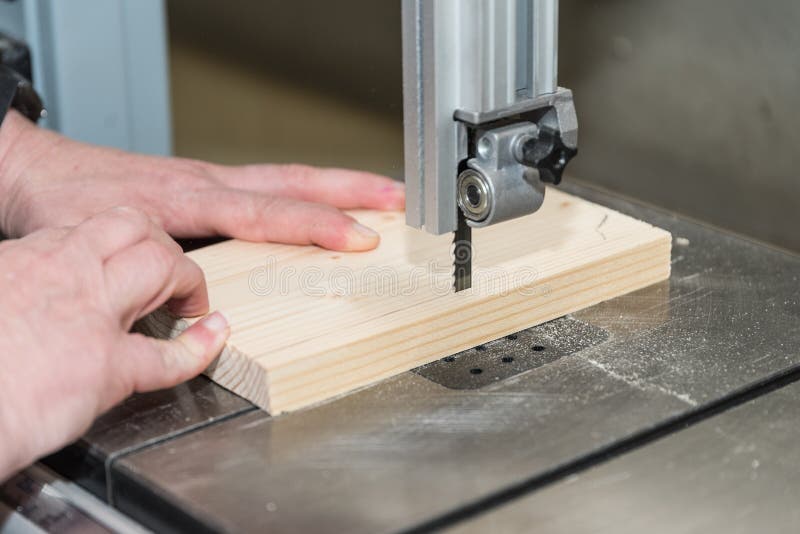 Woodworking with Band Saw - Carpenter Stock Photo - Image of workshop ...