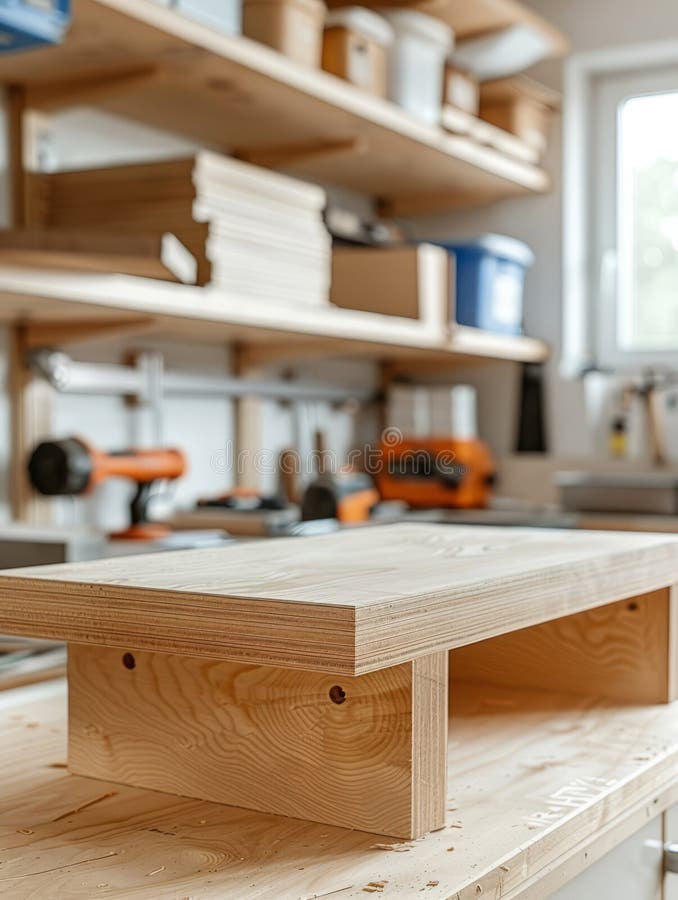 Woodworking Bench in a Carpentry Workshop with Tools in the Background ...